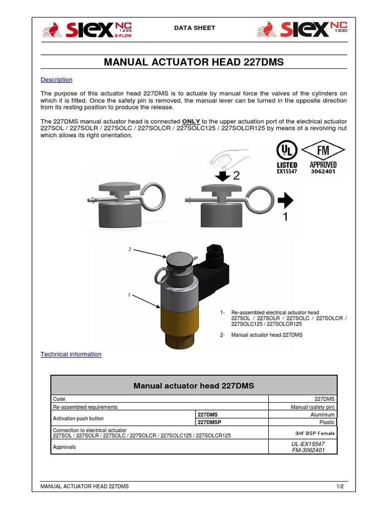 Manual Actuator Head 227DMS Overview | PDF | Actuator | Components