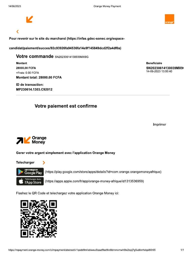 Recu Paiement Infas | PDF