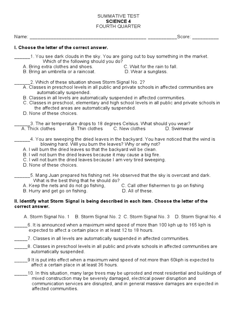 Summative Test #2 Science | PDF | Shadow | Sky