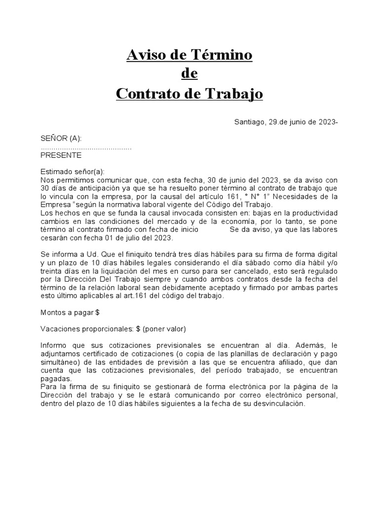 Carta Aviso 30 Dias Cascada Pdf Economias