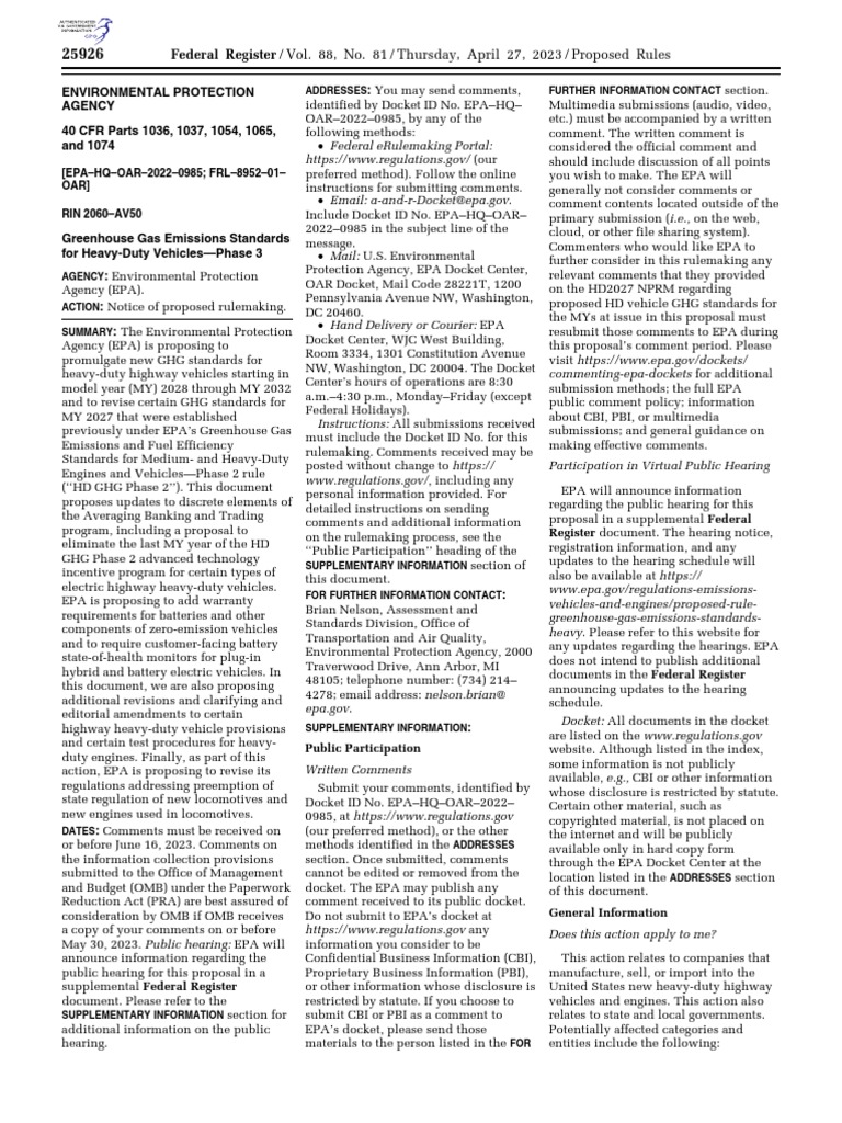 Federal Register / Vol. 88, No. 81 / Thursday, April 27, 2023 ...