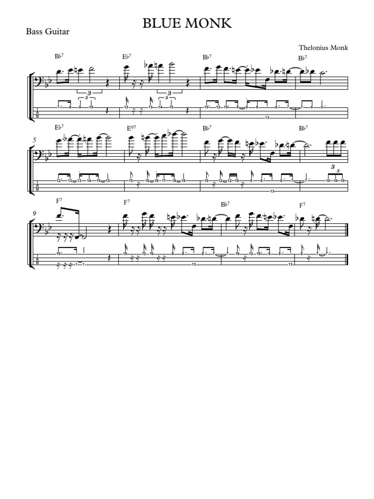 Blue Monk Bass Guitar | PDF