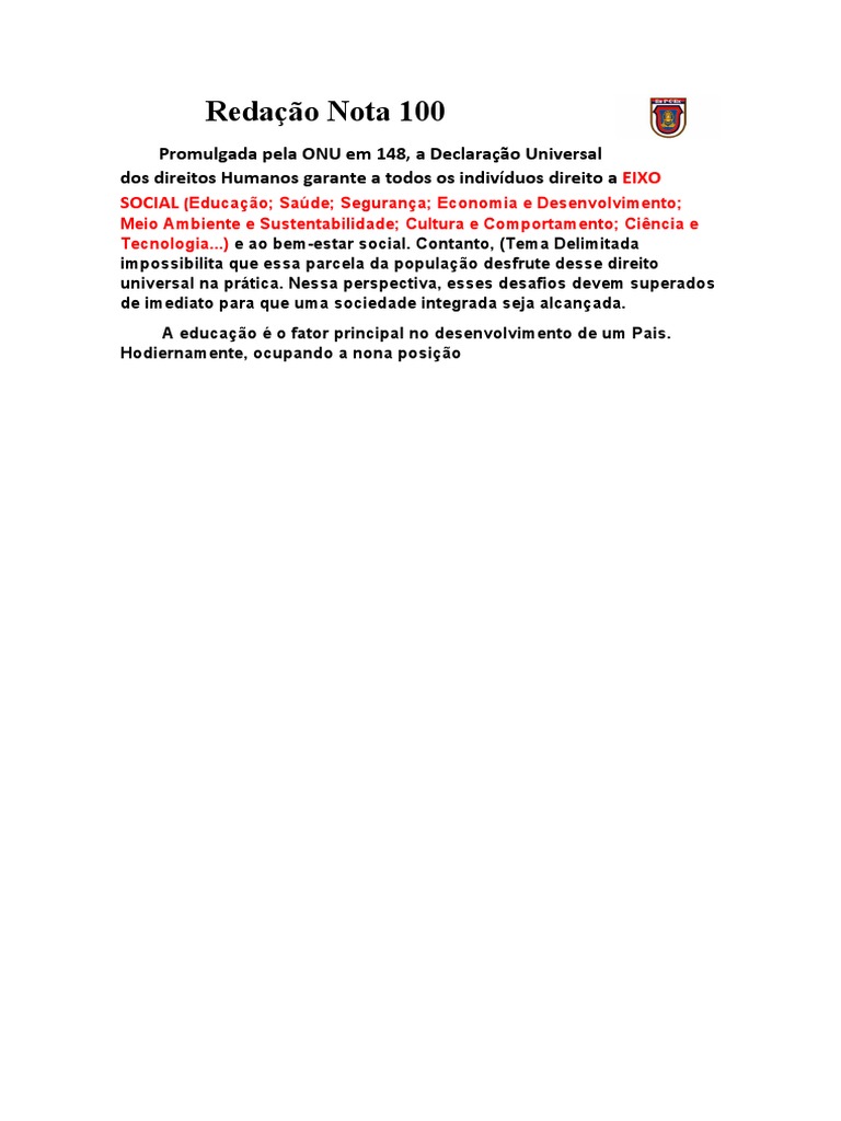 Redação Nota 100 | PDF