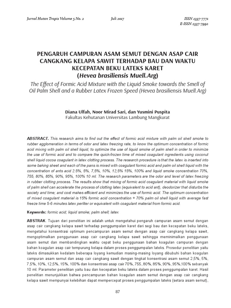 Pengaruh Campuran Asam Semut Dengan Asap Cair Cang | PDF | Natural ...