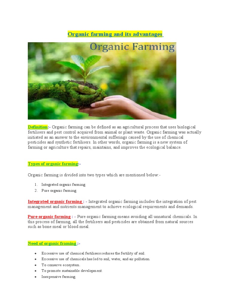 Organic Farming and Its Advantages | PDF | Agriculture | Organic Farming