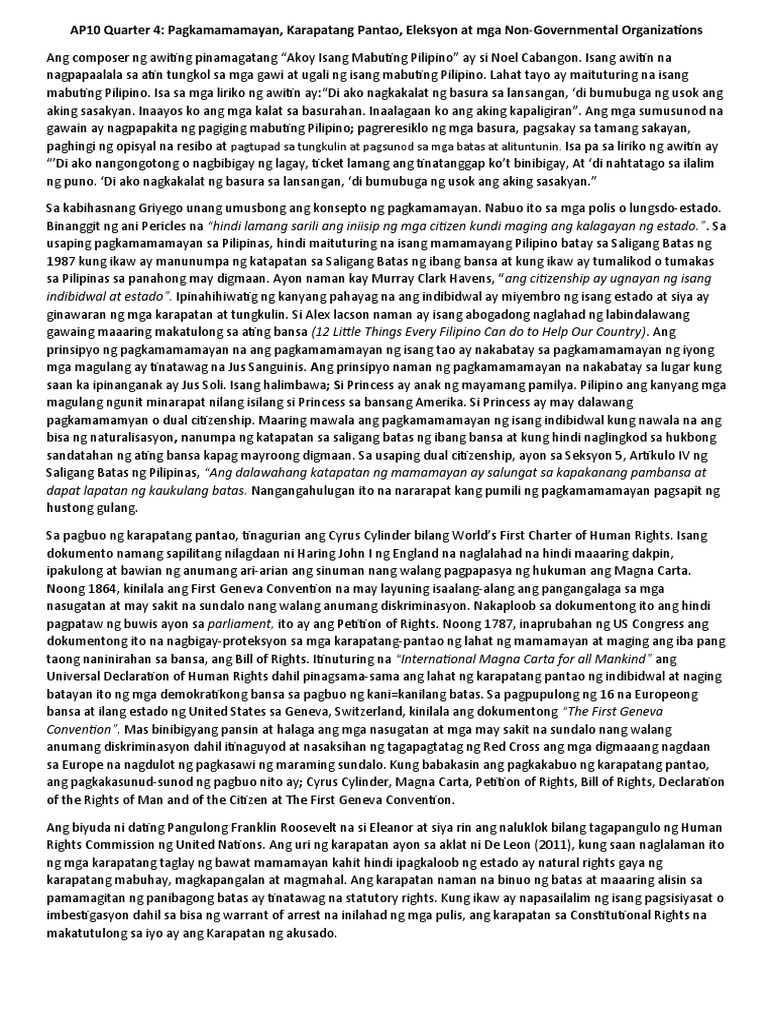 AP10 Q4 Reviewer | PDF