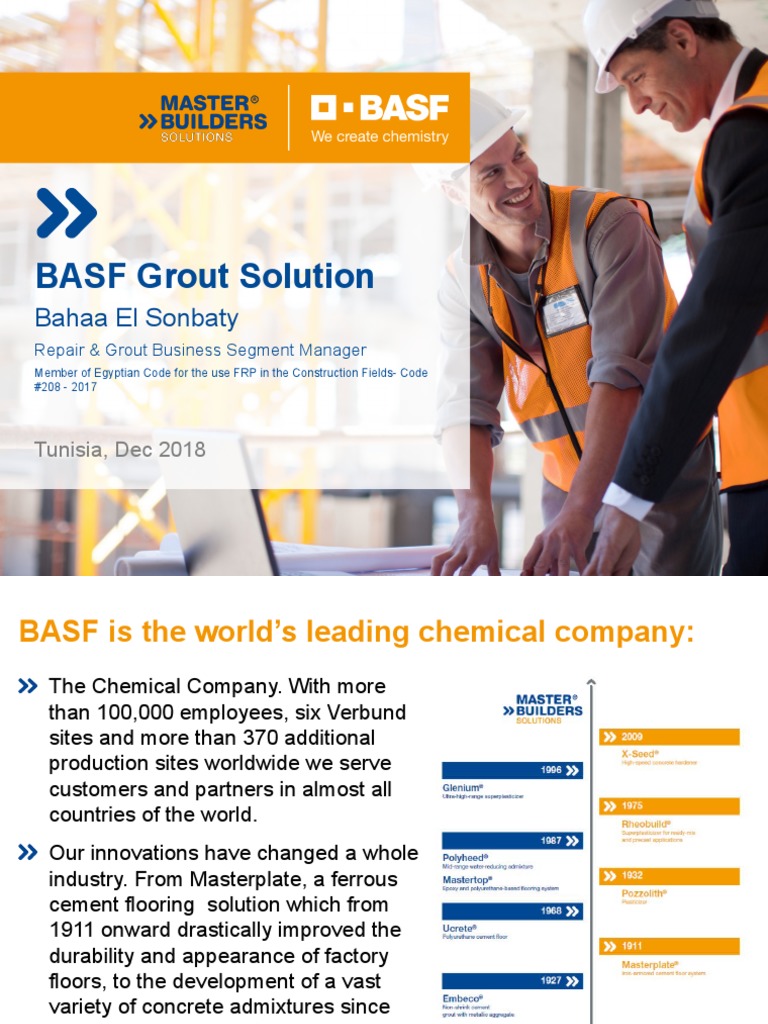 BASF Grout Presentation 2018 V1 - Tunisia | PDF | Concrete | Epoxy
