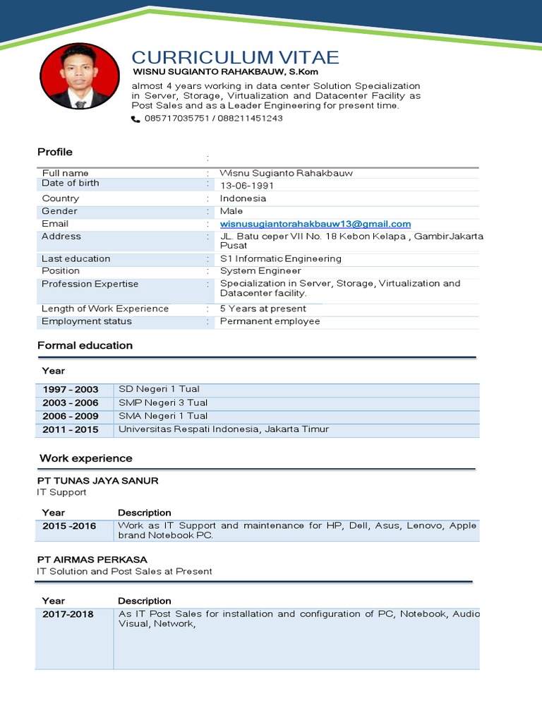 CV Wisnu Sugianto Rahakbauw 2023 | PDF