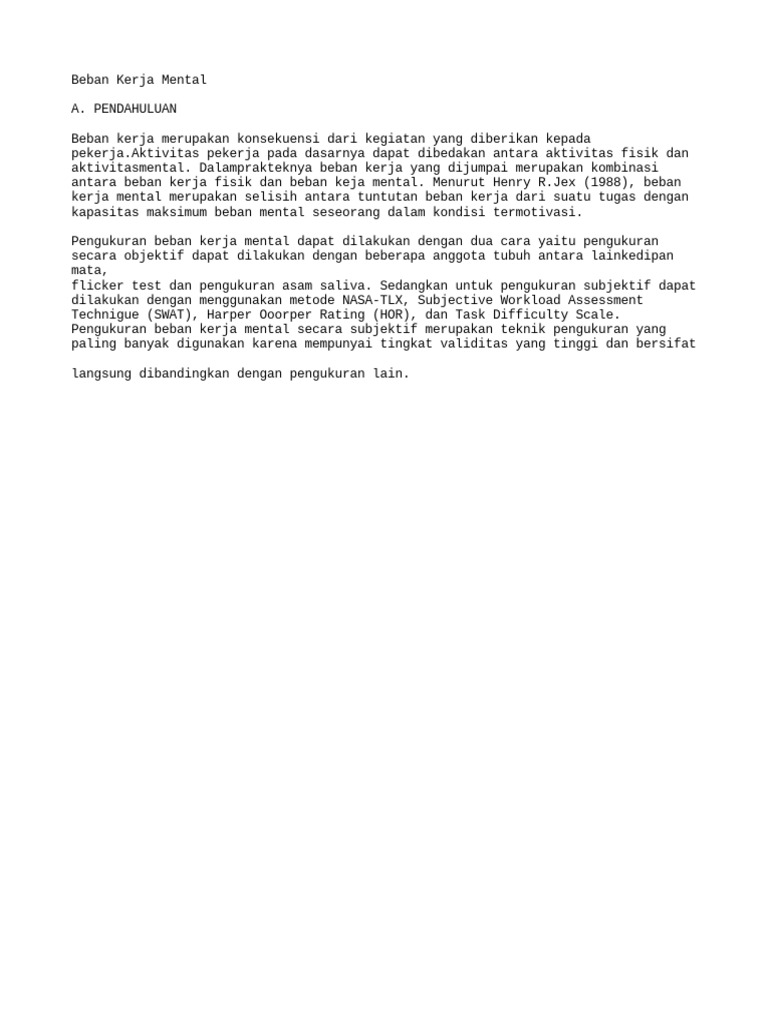 Metode Nasa TLX | PDF | Sains & Matematika