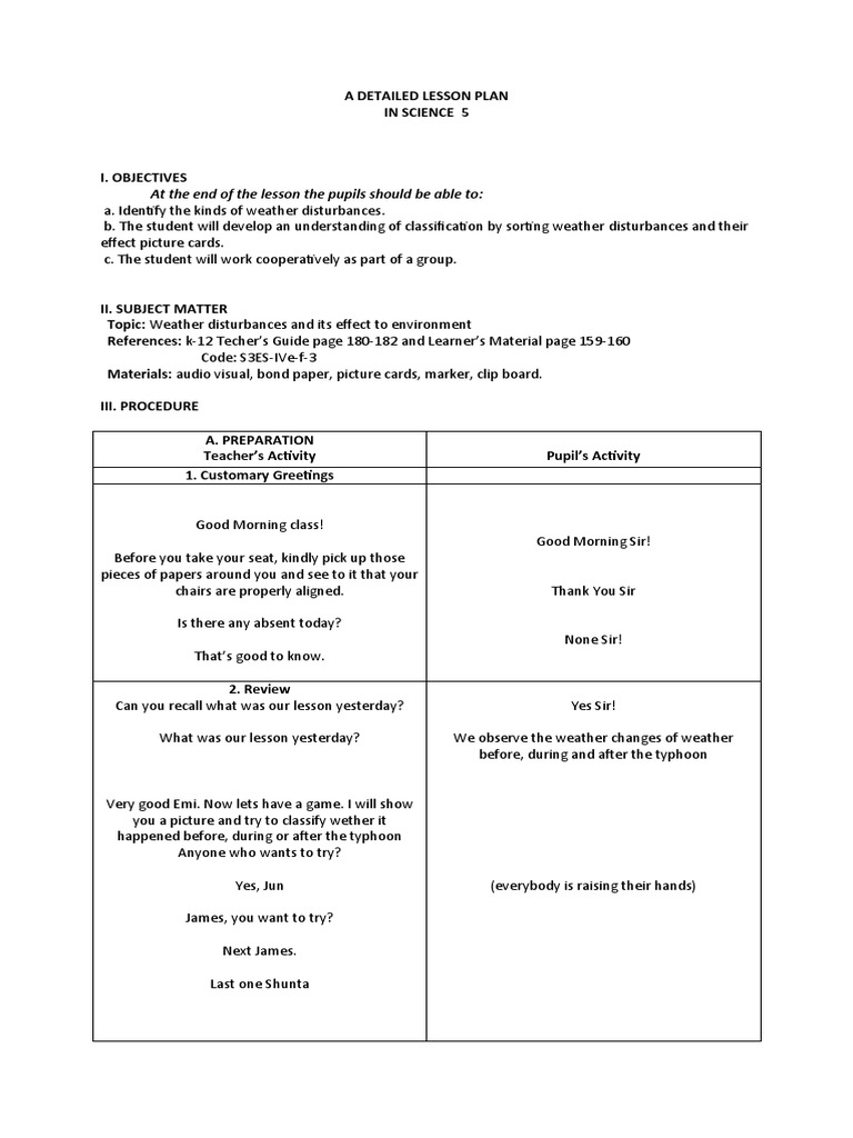 Lesson Plan Weather Disturbances | PDF | Monsoon | Cyclone