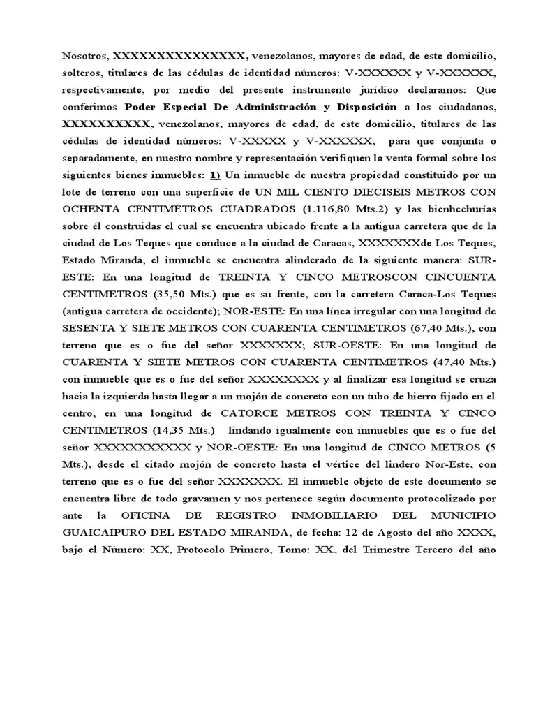 Poder Especial de Venta Locales Comerciales | PDF