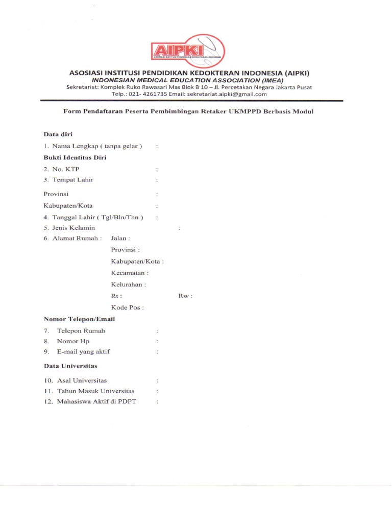 Pendaftaran Bimbel AIPKI | PDF