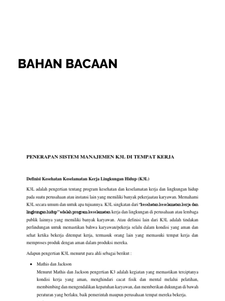 Penerapan Sistem Manajemen K3L Di Tempat Kerja | PDF | Bisnis