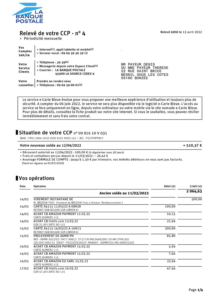 2022-04-e-relevé-MR PAYEUR DENIS-CCP | PDF