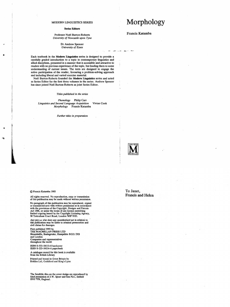 Katamba 1993 # Morphology # LIB | PDF | Morphology (Linguistics) | Syntax