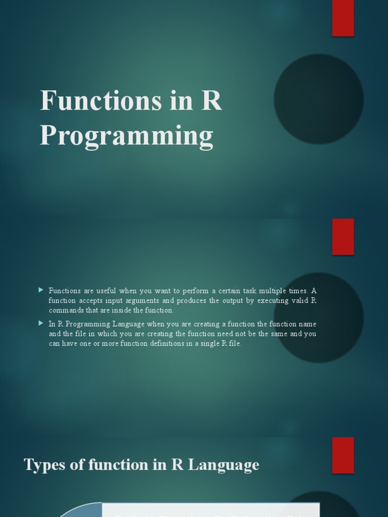 Functions in R Programming | PDF | Parameter (Computer Programming) | Area Functions in R Programming | PDF | Parameter (Computer Programming) | Area