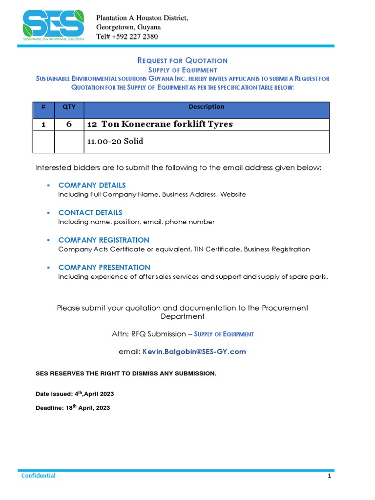 RFQ - Forklift - Amended 2 | PDF