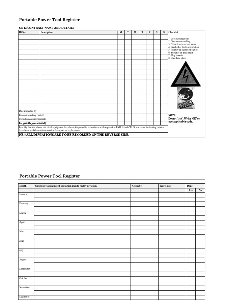Portable Power Tool Inspection Checklist | PDF | Electrical Engineering ...