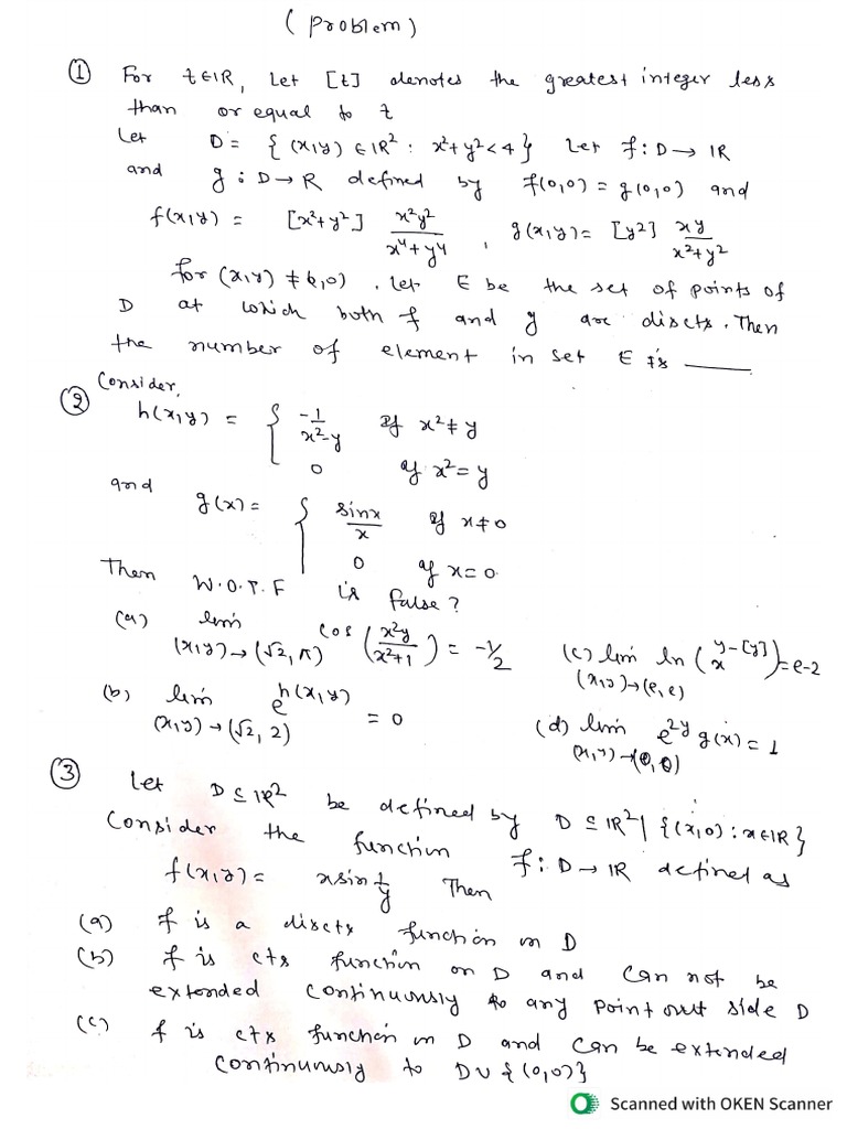 Problem Function of Two Variables | PDF