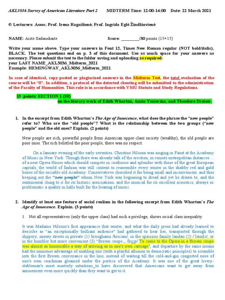 Aistė - Sadauskaitė.AKL3036 Midterm 2021 | PDF | History | Young Adult