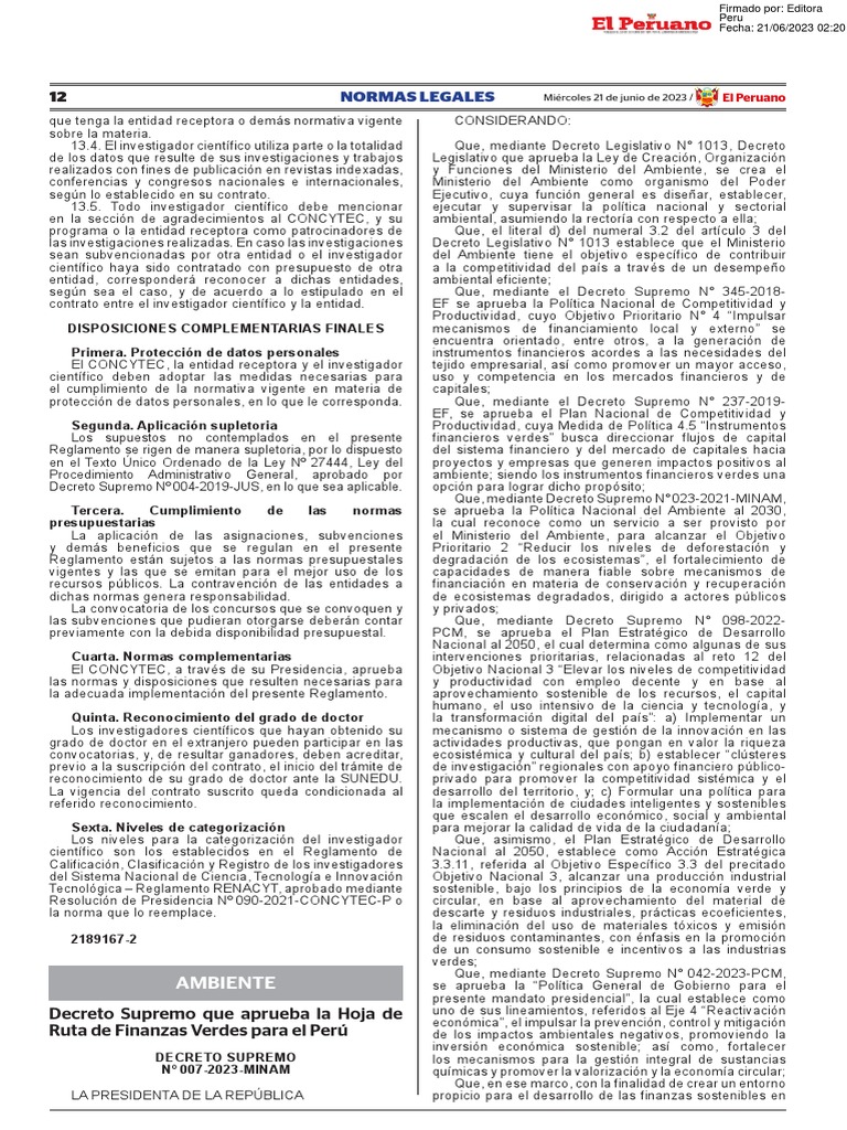 Decreto Supremo #007-2023-Minam | PDF | Economias