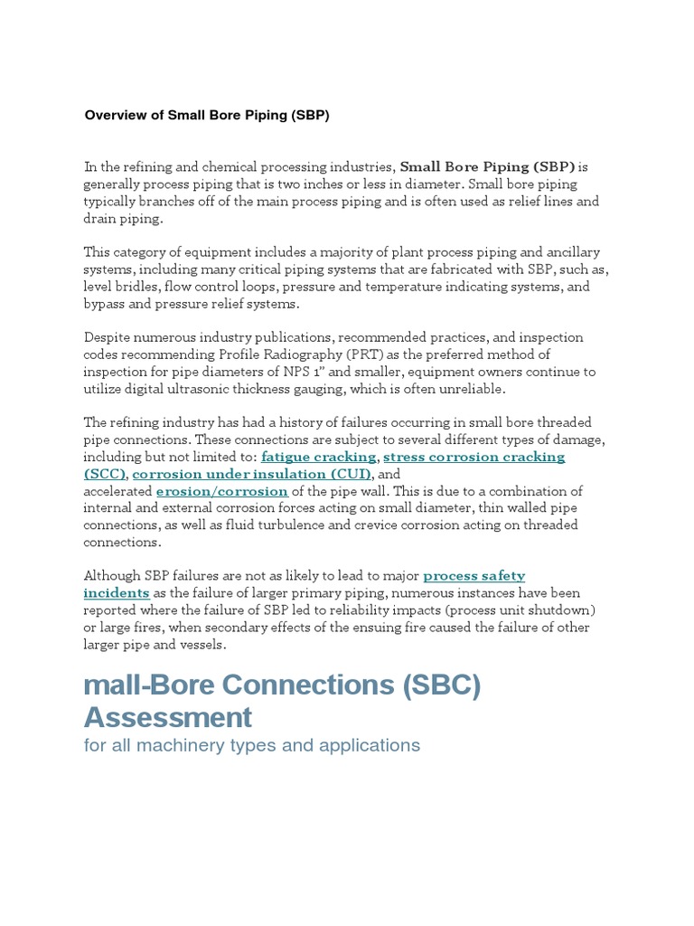 Overview of Small Bore Piping | PDF | Pipe (Fluid Conveyance) | Risk