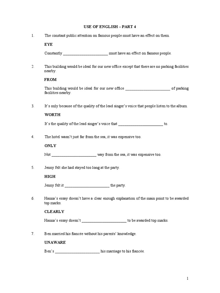 USE OF ENGLISH - Part 4 | PDF