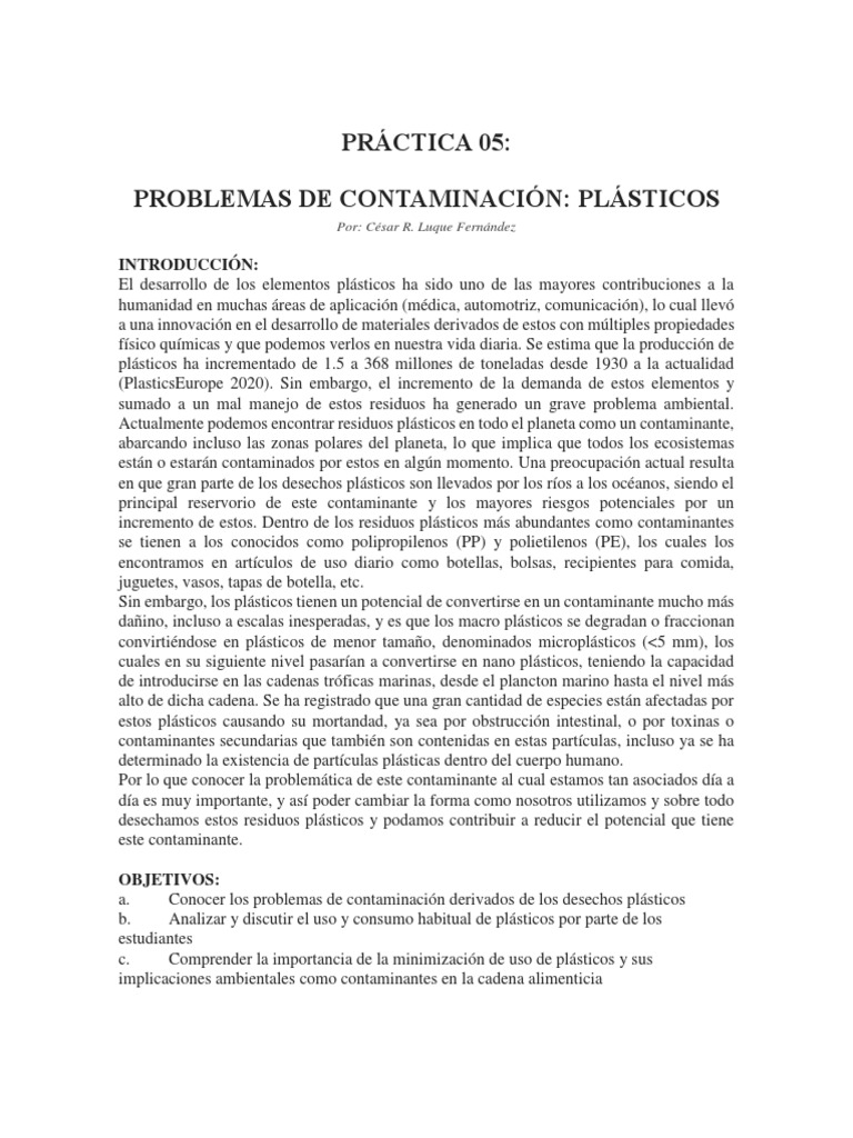 Contaminación por Plásticos y Microplásticos | PDF | El plastico | Residuos
