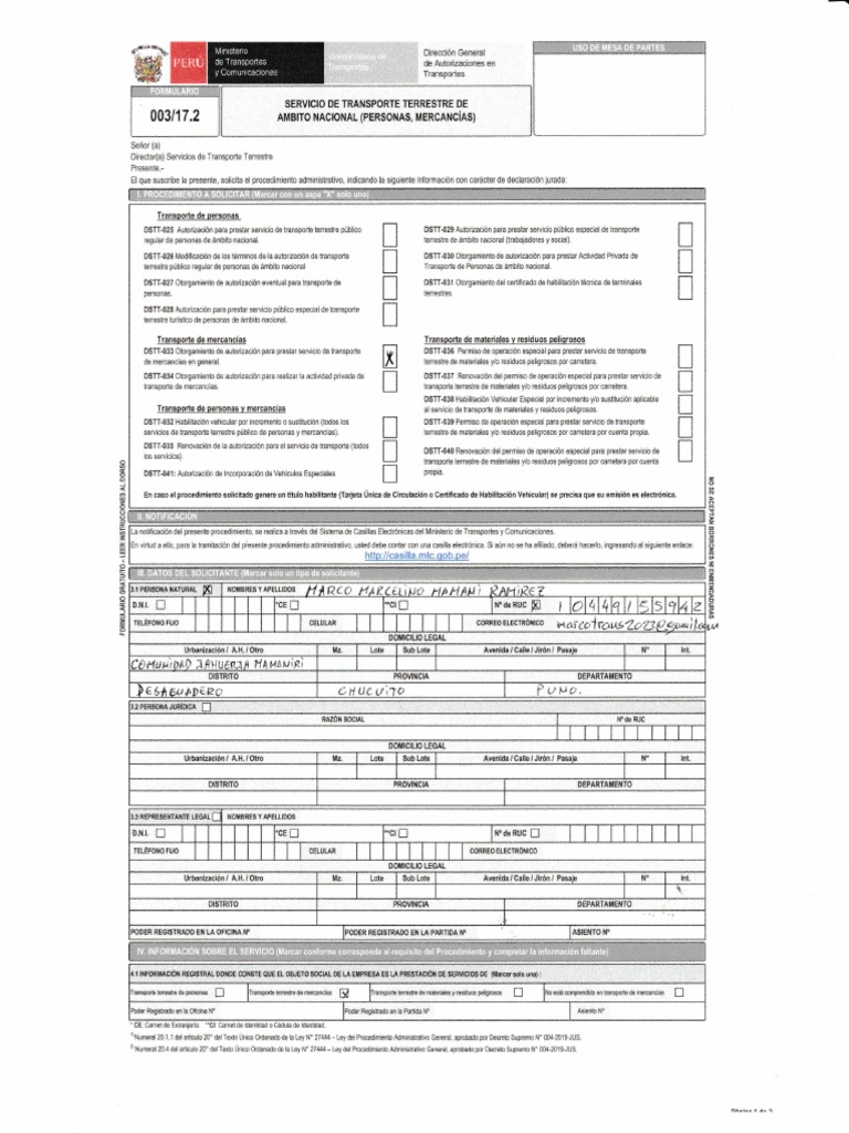 Formulario 003-17.2 | PDF