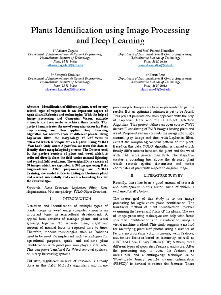 IEEE-Plant Identification Using Filters | PDF | Deep Learning ...