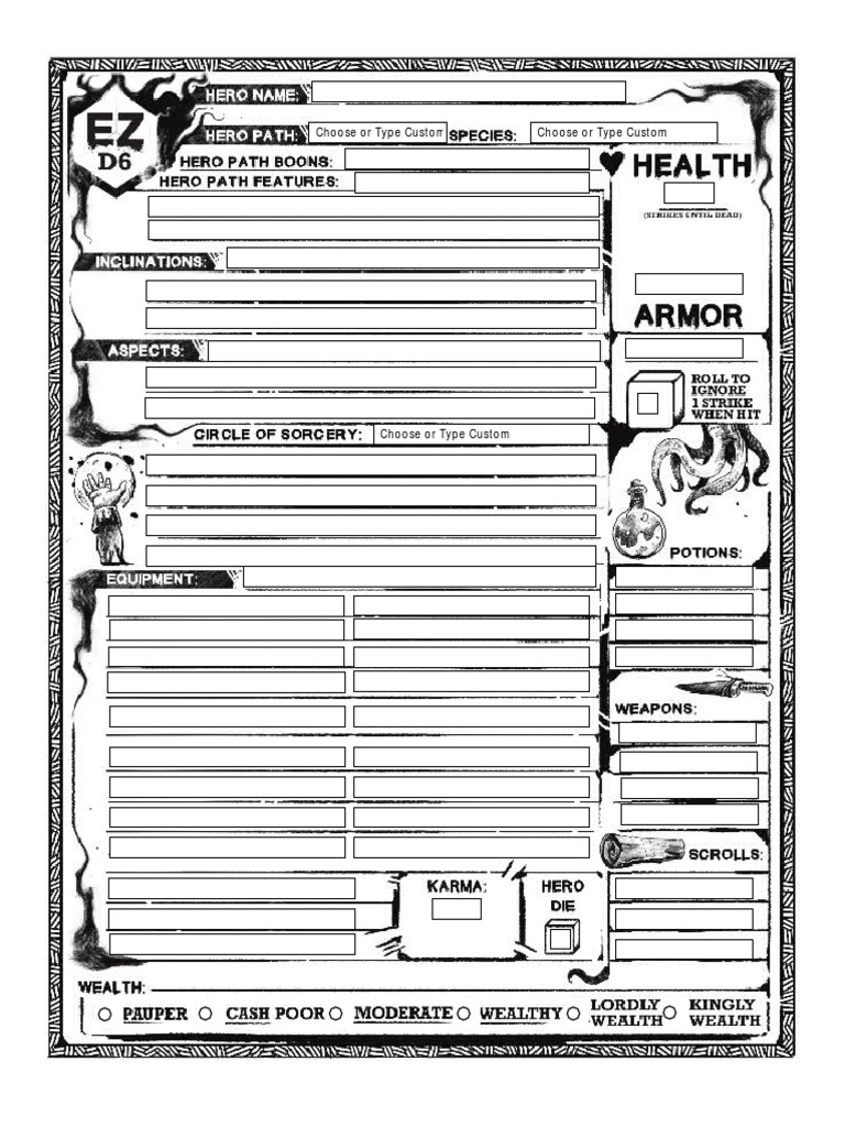 EZd6 - Character Sheet - Fillable | PDF