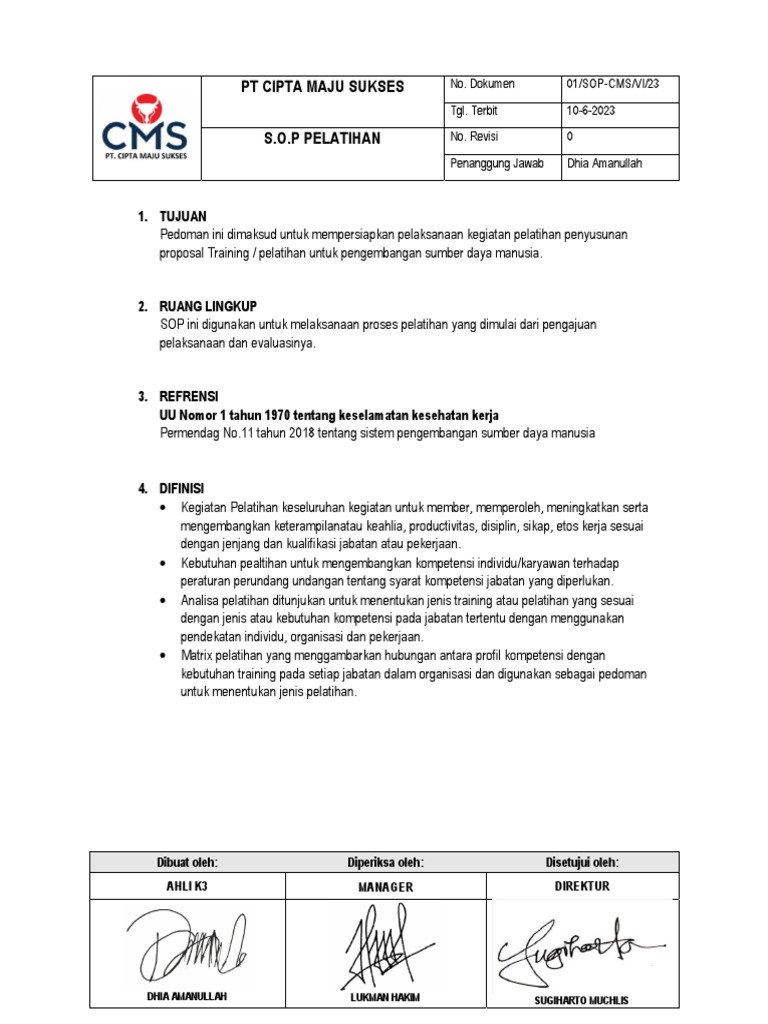 SOP Pelatihan SDM | PDF