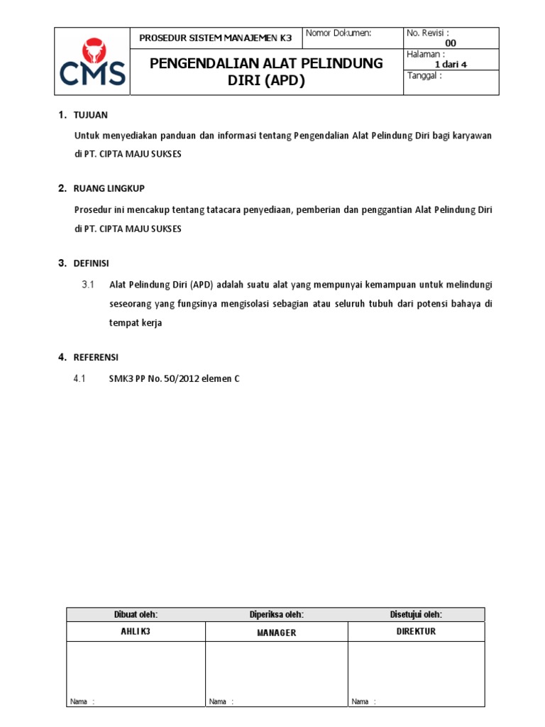 SOP 13 SOP Pengendalian APD | PDF