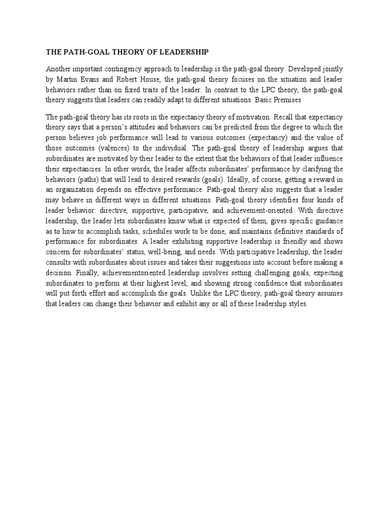 Understanding Path-Goal Leadership Theory | PDF