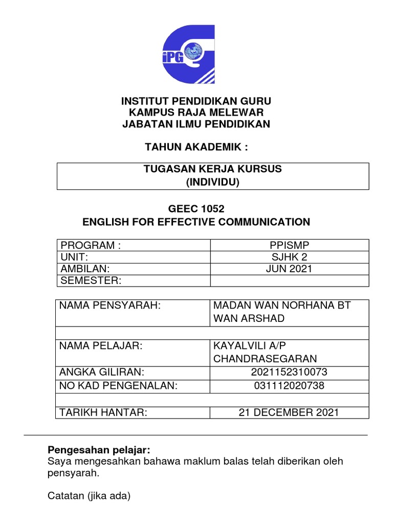 KK Individu | Download Free PDF | Nonverbal Communication | Communication