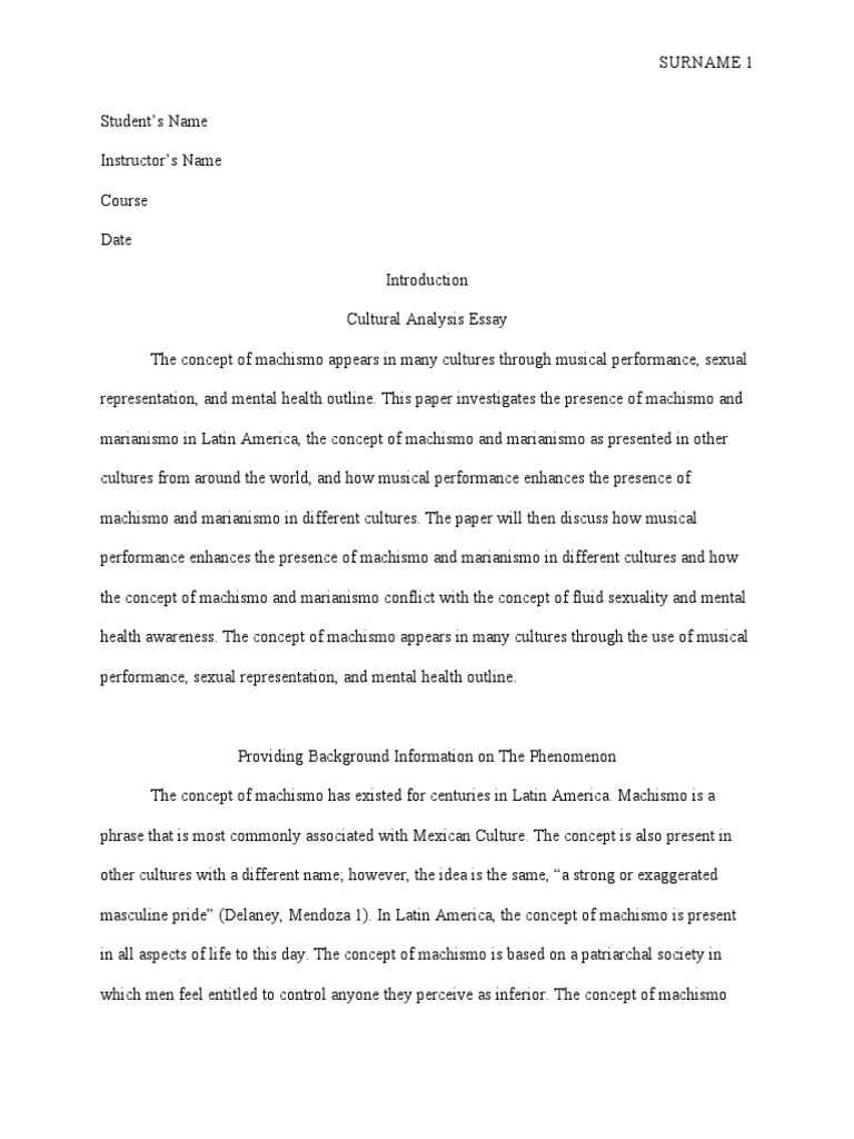 Order 3646230-Cultural Analysis Essay | PDF | Machismo | Social Psychology