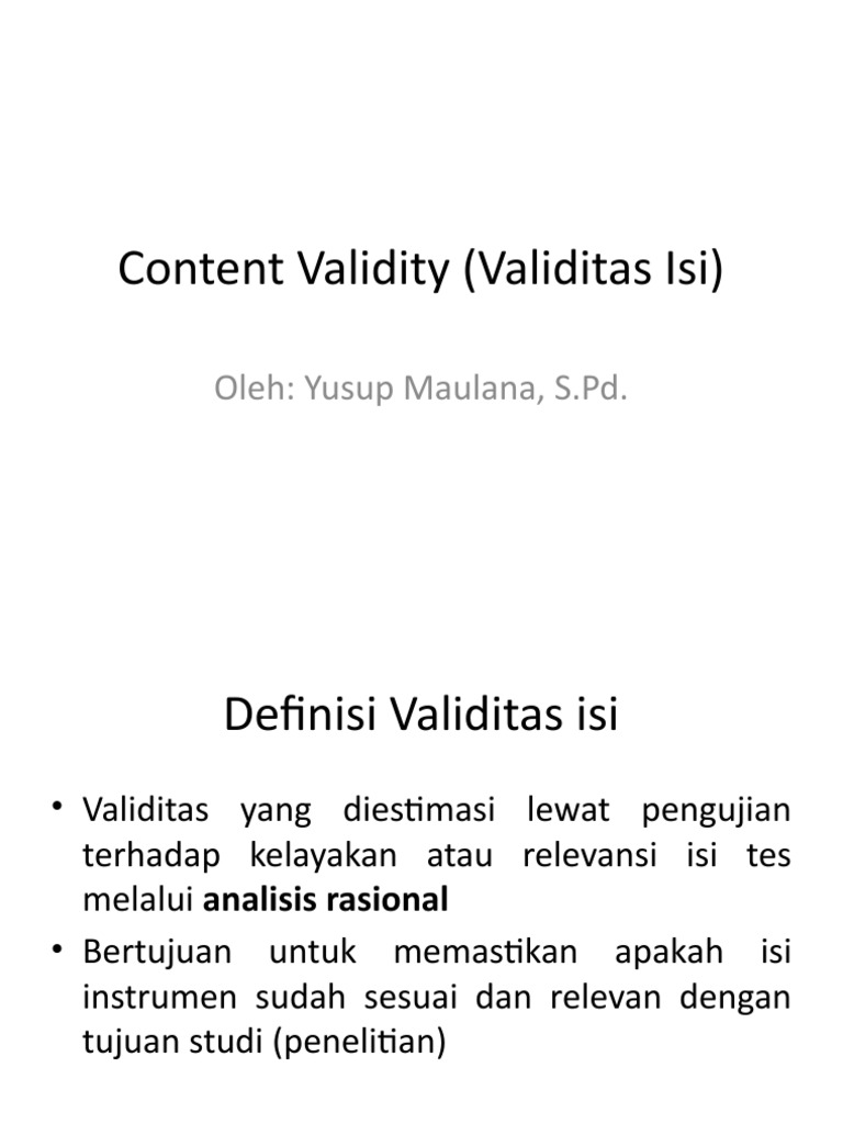 Content Validity (Validitas Isi) | PDF