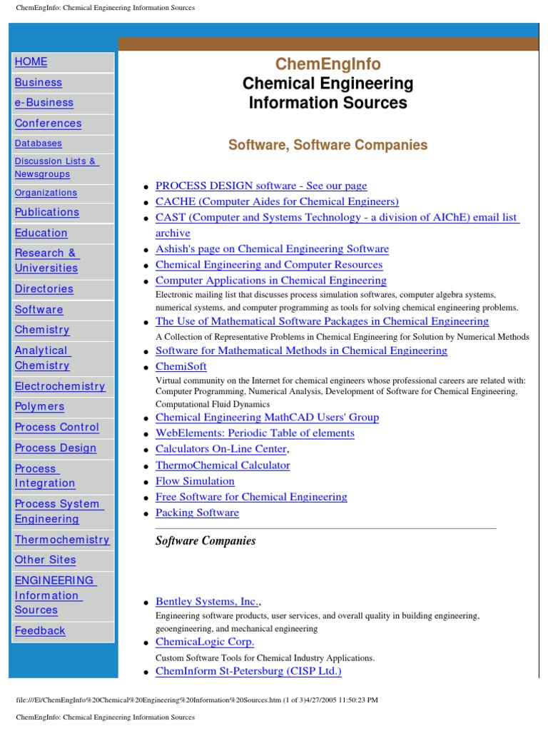 Chem Eng Info Chemical Engineering Information Sources | PDF | Chemical ...