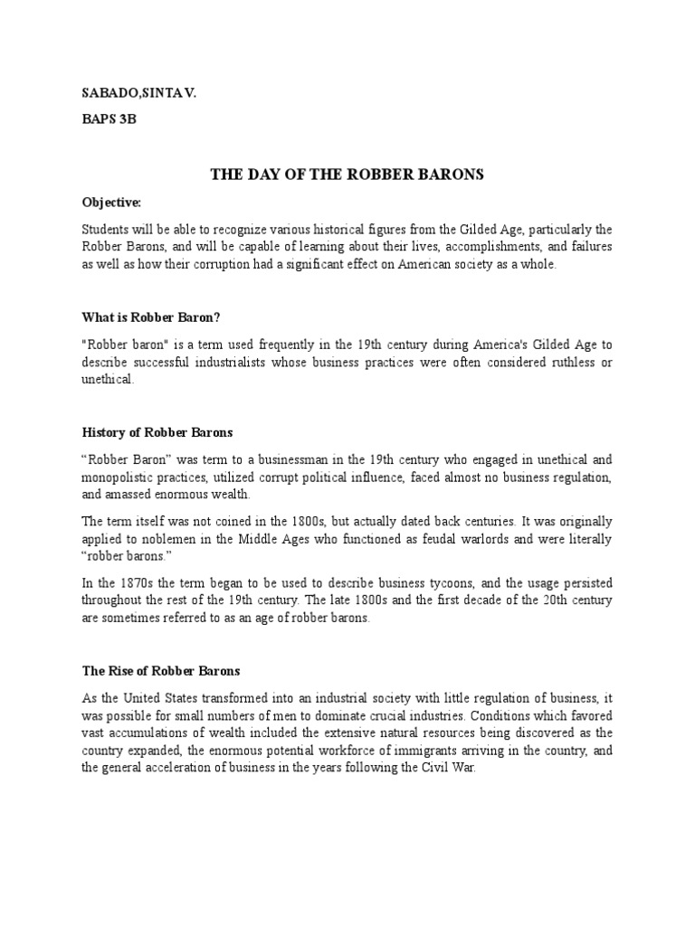 Lesson 14 - Robber Barons | PDF | John D. Rockefeller | Andrew Carnegie