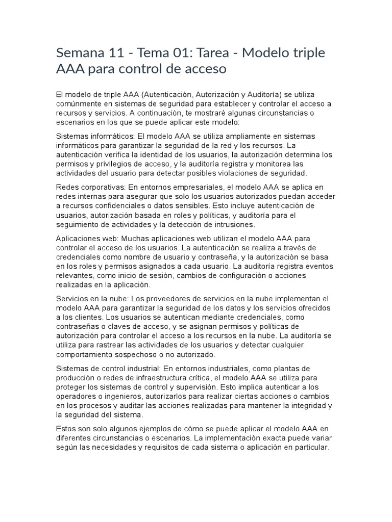 Semana 11 - Tema 01 - Tarea - Modelo Triple AAA para Control de Acceso ...
