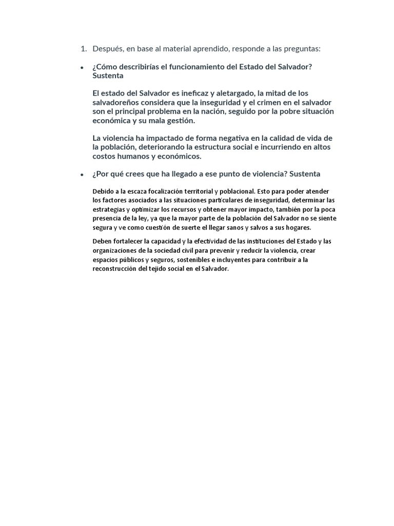Semana 11 Tema 01 Tarea Pandillas En El Salvador Pdf 