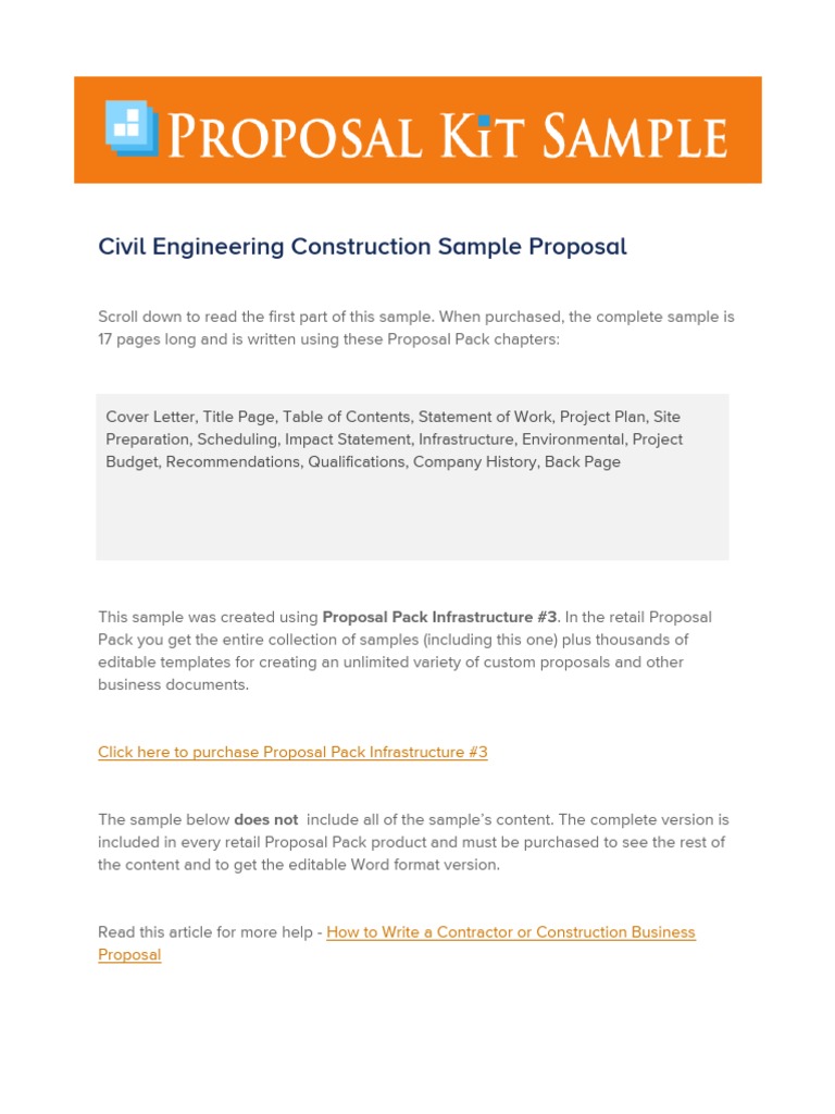 Civil Engineering Construction Project Sample Proposal | Download Free ...