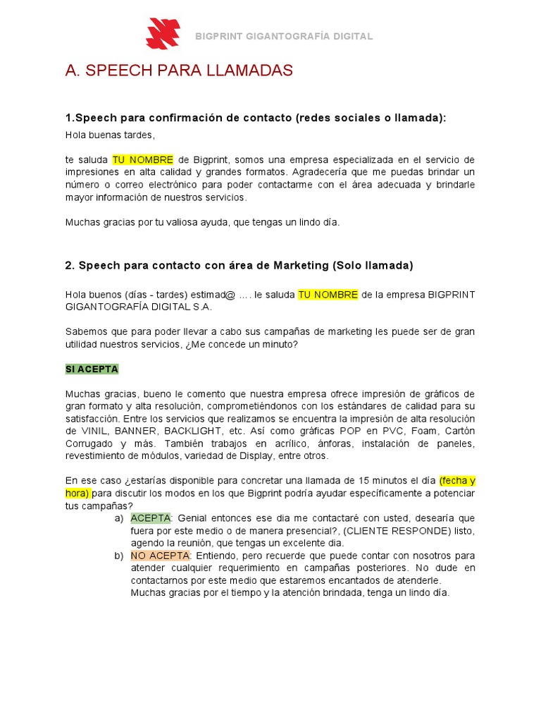 Speech de Ventas | PDF | Marketing