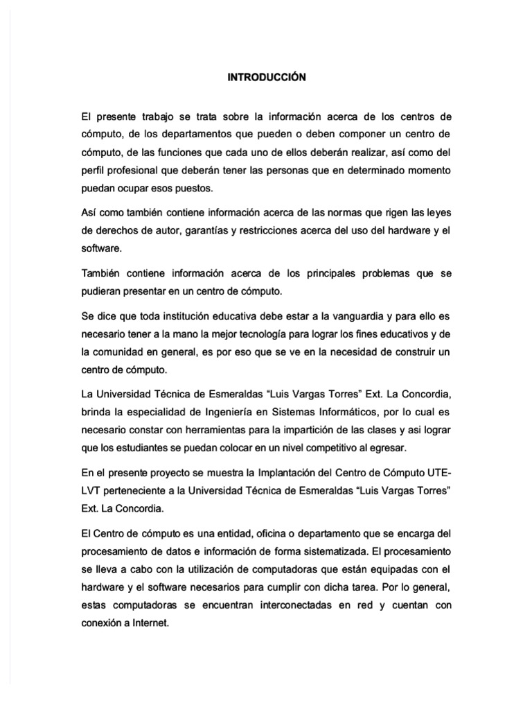 PDF Informe Final Centro de Computo - Compress | PDF | Informática | Planificación
