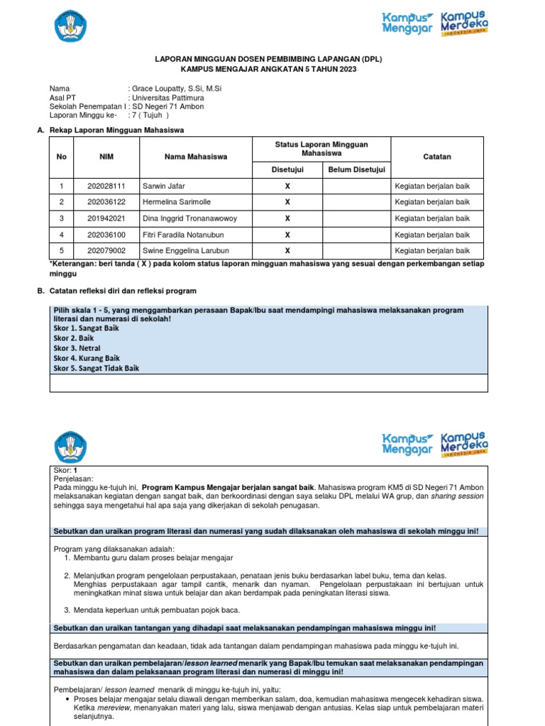 Grace - Laporan DPL Minggu Ke-7 | PDF