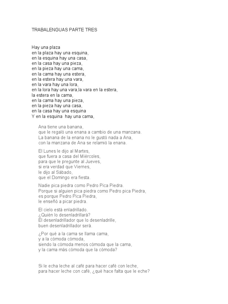 TRABALENGUAS PARTE TRES | PDF