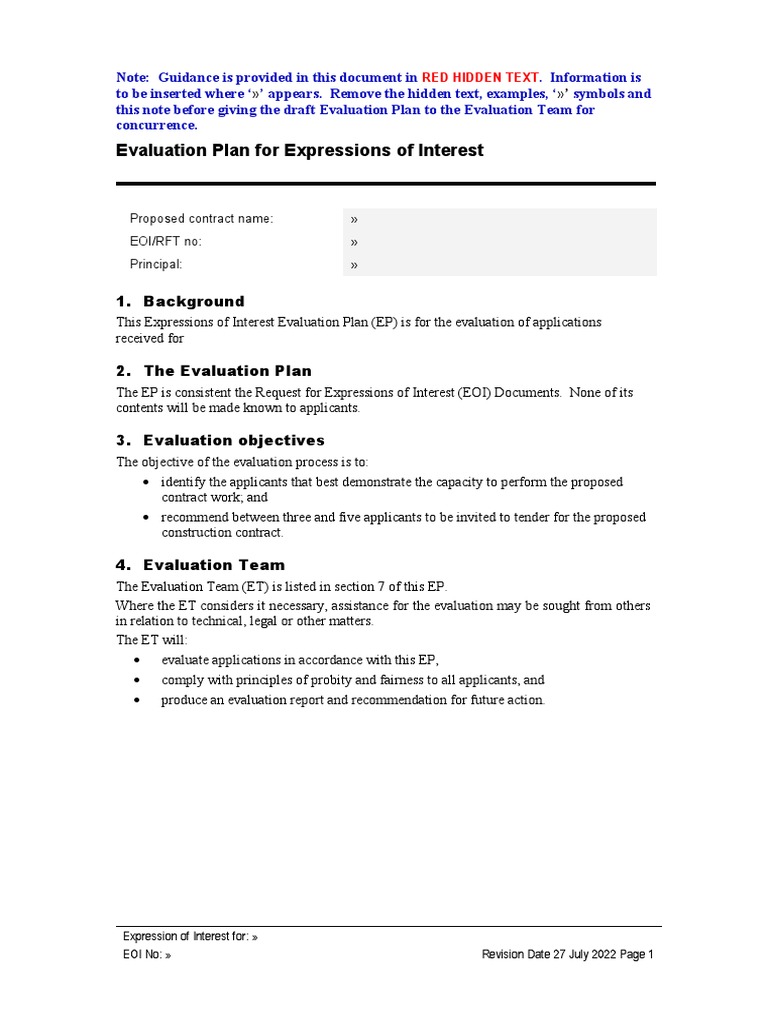 A. Eoi Evaluation Plan 27 July 2022 | PDF | Conflict Of Interest ...
