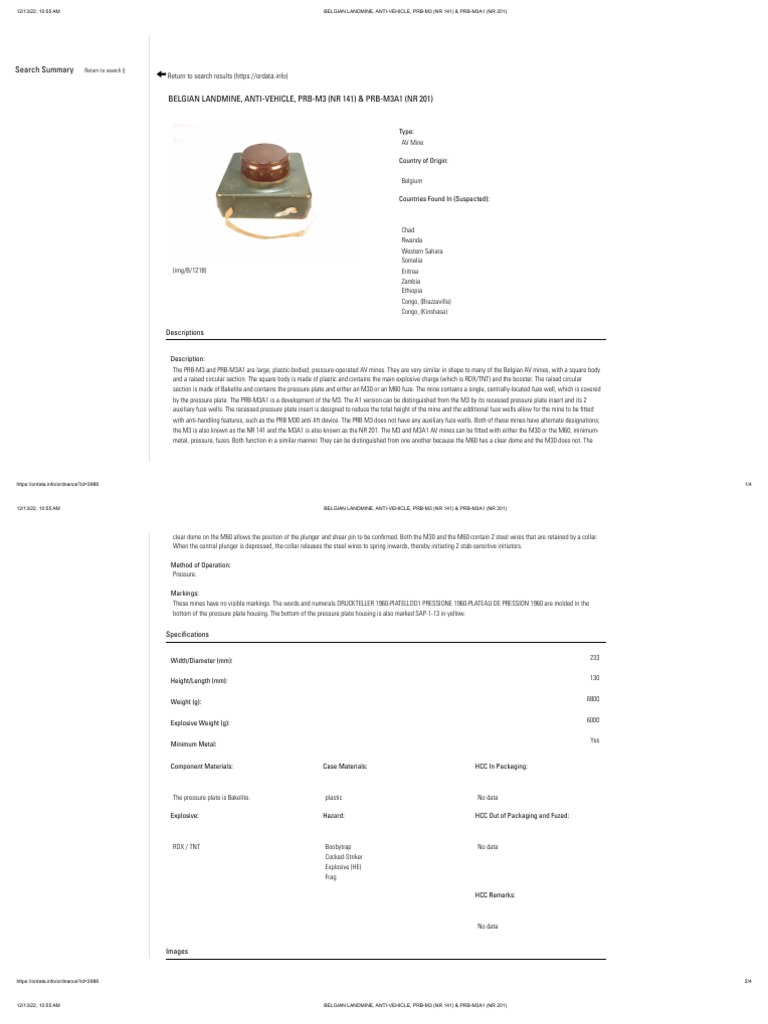 PRB M3 | PDF | Explosive Weapons