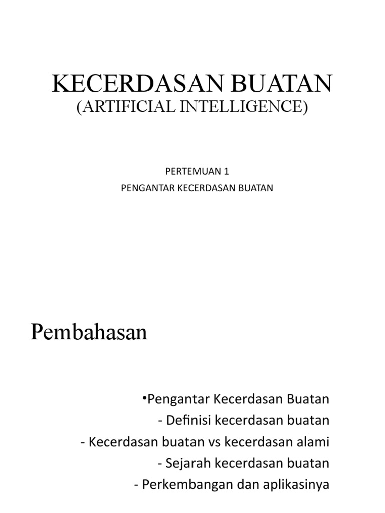 Pengantar Kecerdasan Buatan AI | PDF