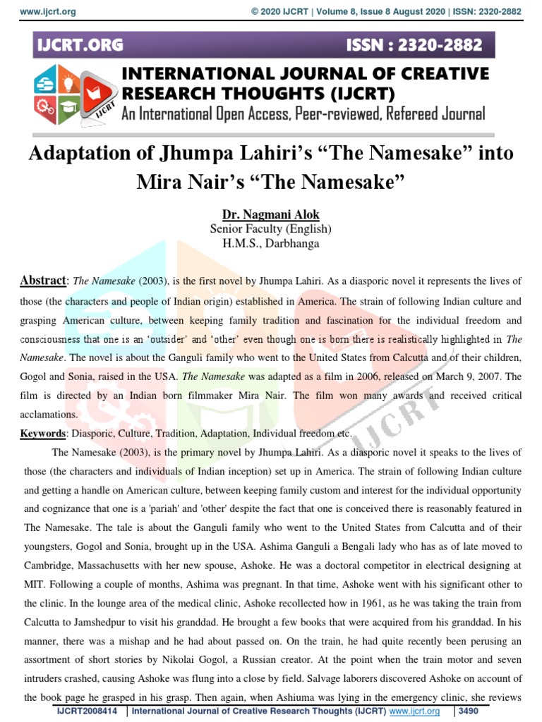 Adaptation of "The Namesake" by Lahiri | PDF | General Fiction